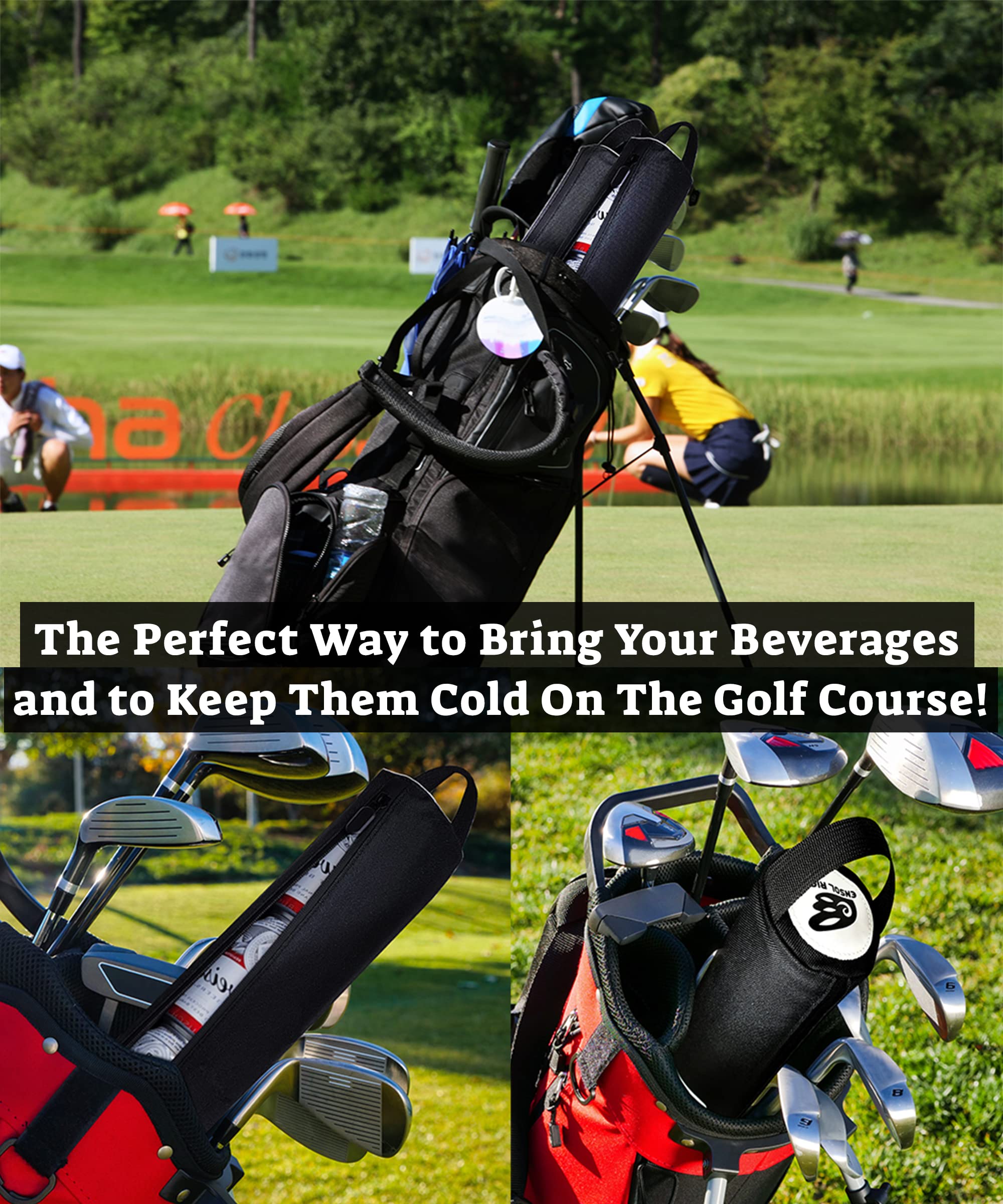 Ensol Rico 8-Cans Beer Sleeve(8 x 12oz Cans) - Insulated Cooler Bag Stores Up to 8 Can(12oz) / 6 Can(16oz) & Keeps Them Cold - The Portable 19th Hole