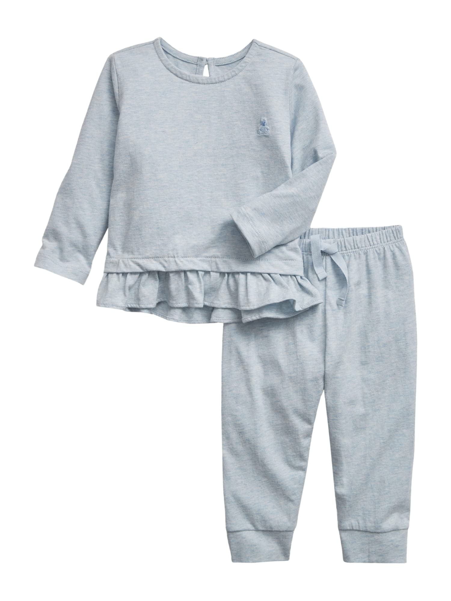 GAP Baby Girls Ruffle Hem Outfit Set LIGHT BLUE HEATHER B81 12-18M