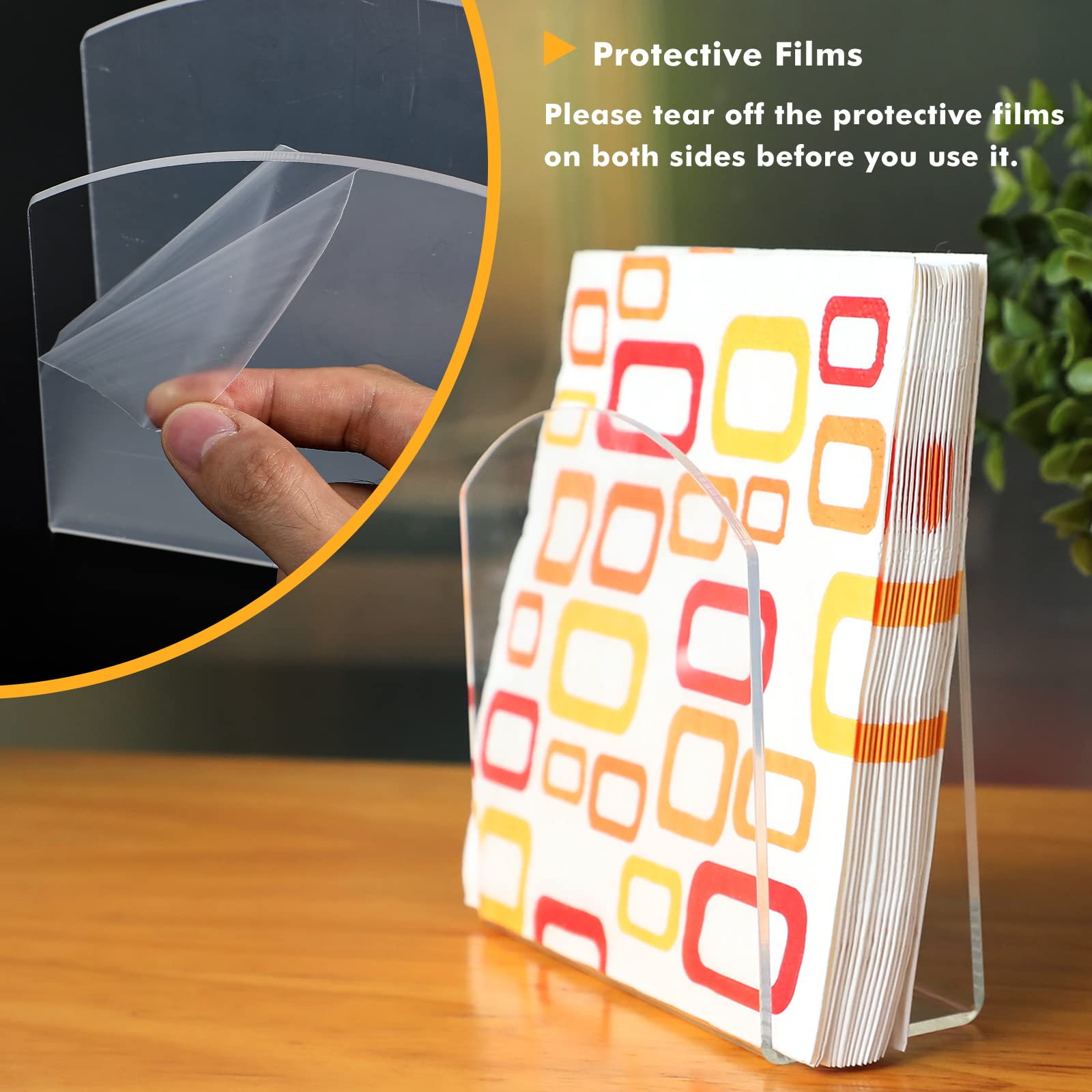 Kamehame 2Pcs Acrylic Napkin Holders for Tables Clear Napkin Dispenser Vertical Freestanding Napkin Stand