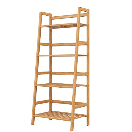 SHUANGZ Bamboo Bookcase 4-Tier, Multifunctional Bathroom Ladder Shelf Plant Flower Stand Rack Display Storage Organizer Shelves, Natural ZZSC