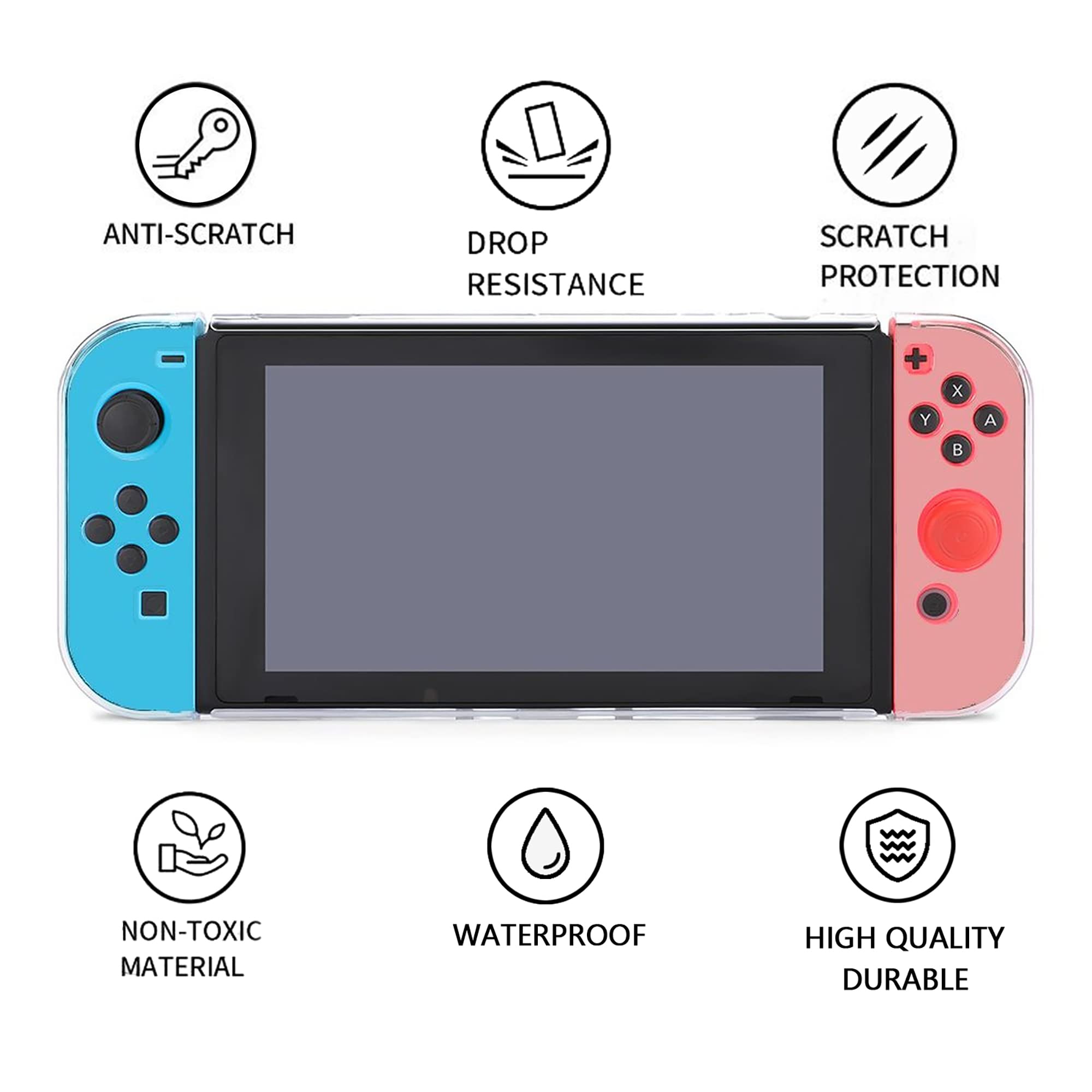 GADZILLE Dockable Switch Case Fire Dragon Blue Red Switch Game Case 360°Full Protection Anti-Fall-Scratch Durable Hard Nintendos Switch Case Protector for Switch Console and Joy-Cons