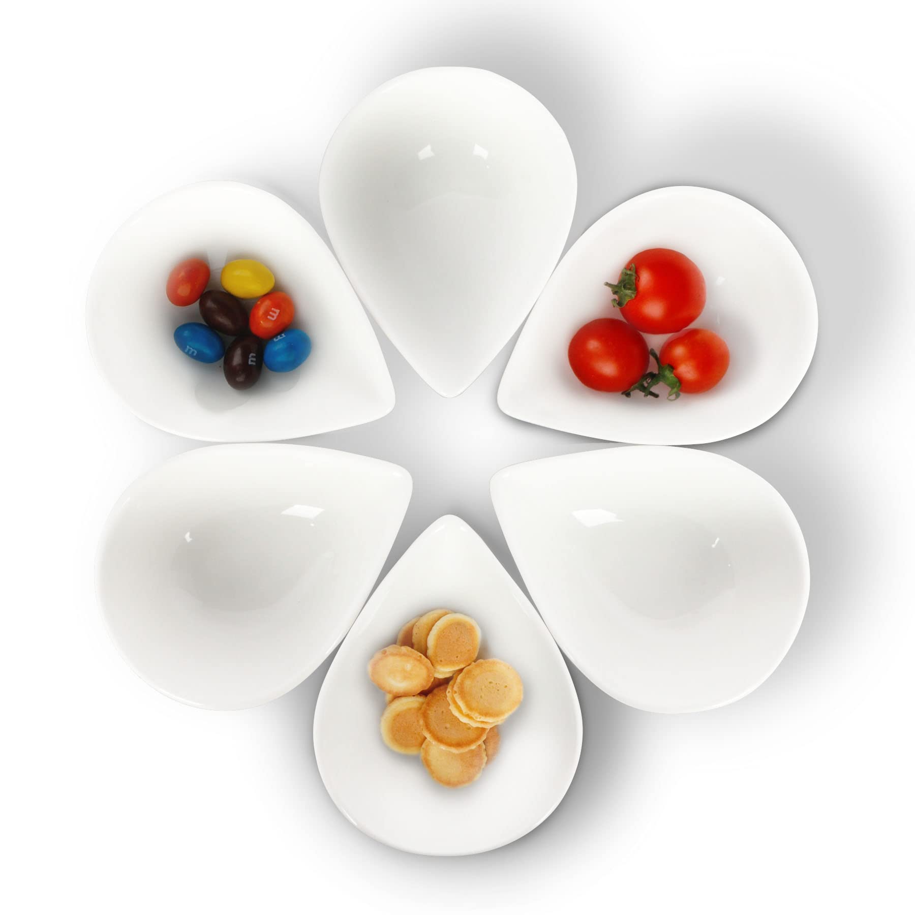 Keponbee Ceramic Dip/Dipping Bowls Set Small White Porcelain Soy Sauce Dish/Bowls Set of 6 - Good for Dessert, Cereal,Ketchup, Soy Sauce, BBQ and Other Party Dinner, 5oz/pc