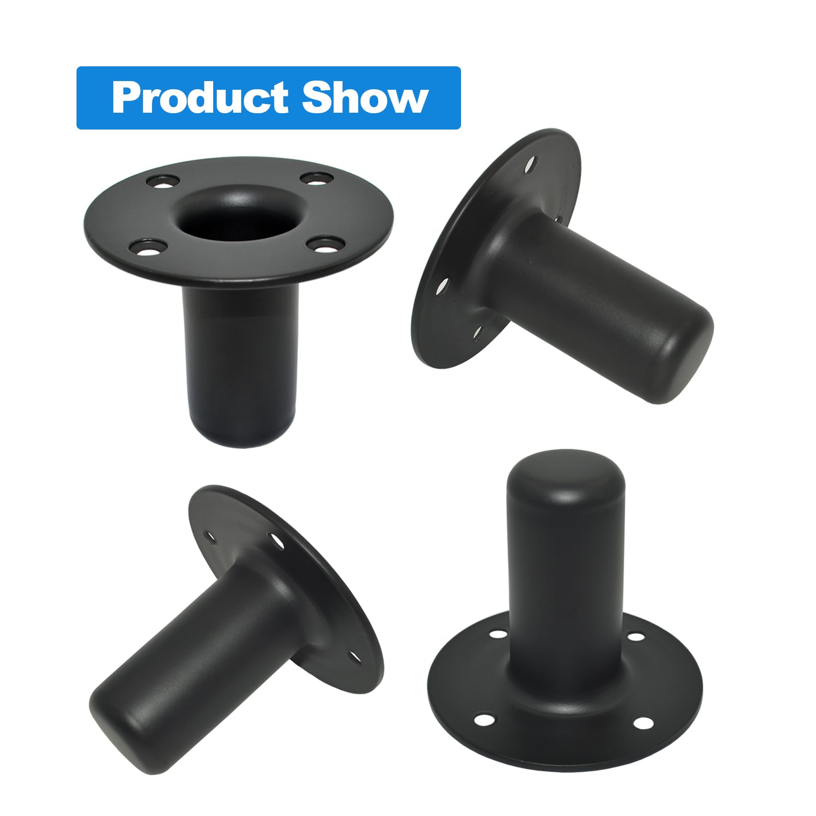 Howonder Speaker Stand Top Hat 4.13"x3.29" ,Metal Speaker Cabinet Pole Mount, PA/DJ Tripod Speaker Stand Mounts Adapters 105X85mm (2 Packs Black)
