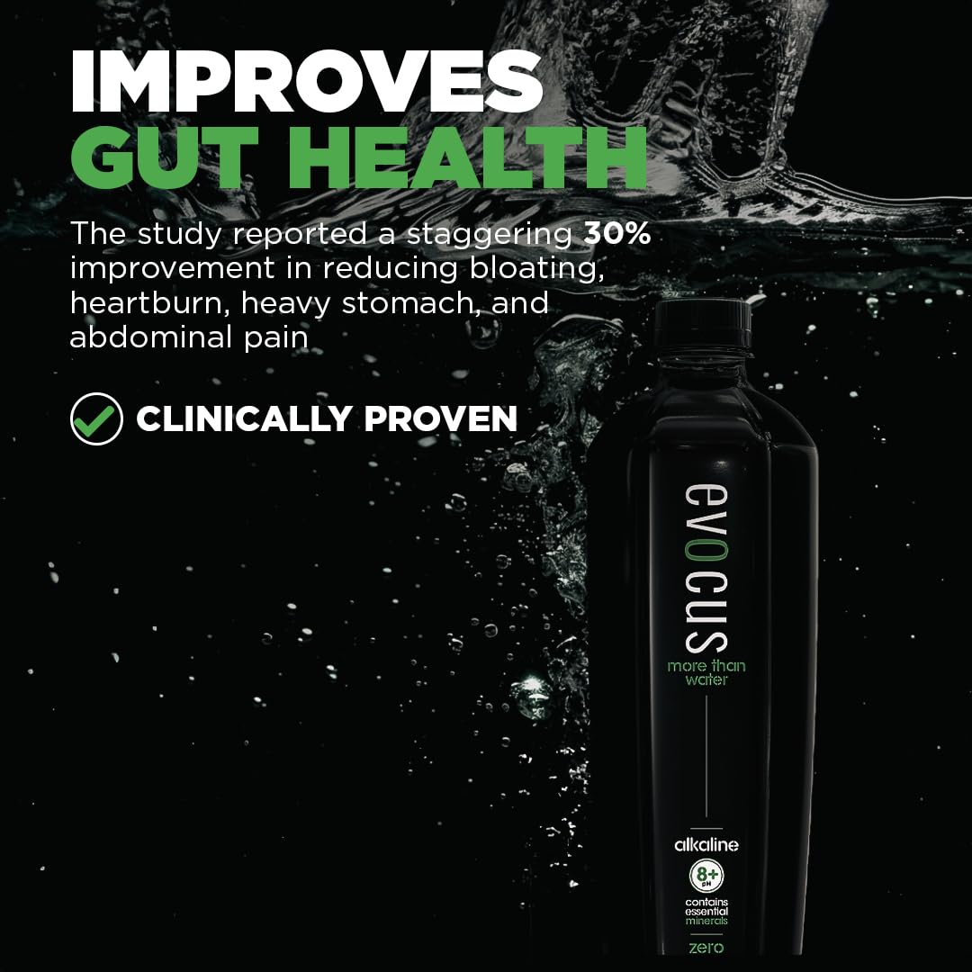 Evocus Black Alkaline Water | 8+ pH Water | Infused with Essential Minerals | Keeps you Hydrated | PACK OF 6 * 500 ml EACH | ZERO SUGAR | ZERO CALORIES | ZERO CARBS | ZERO CAFFEINE