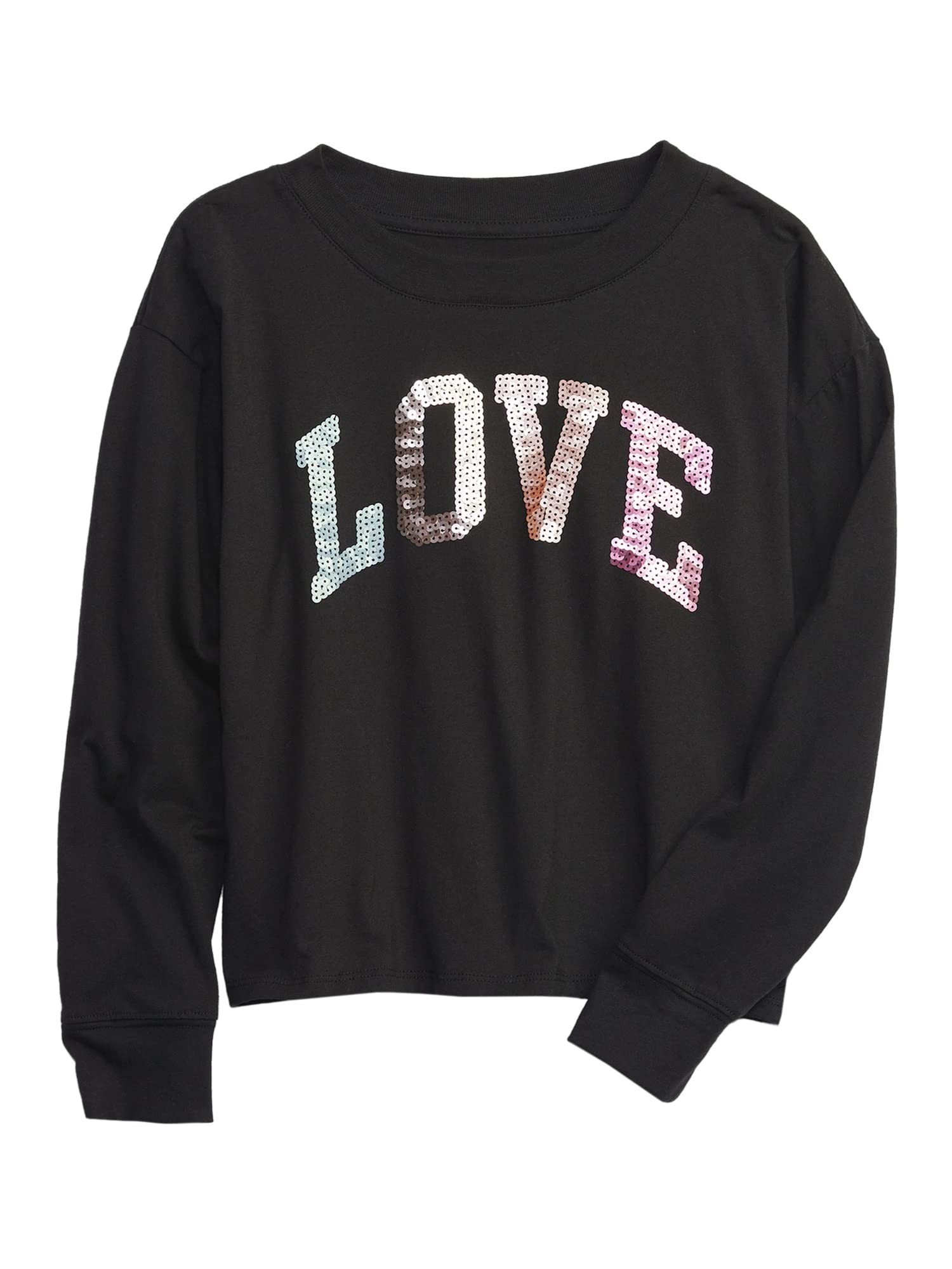 GAP Girls Graphic Long Sleeve Tee Shirt, Moonless Night, Small US