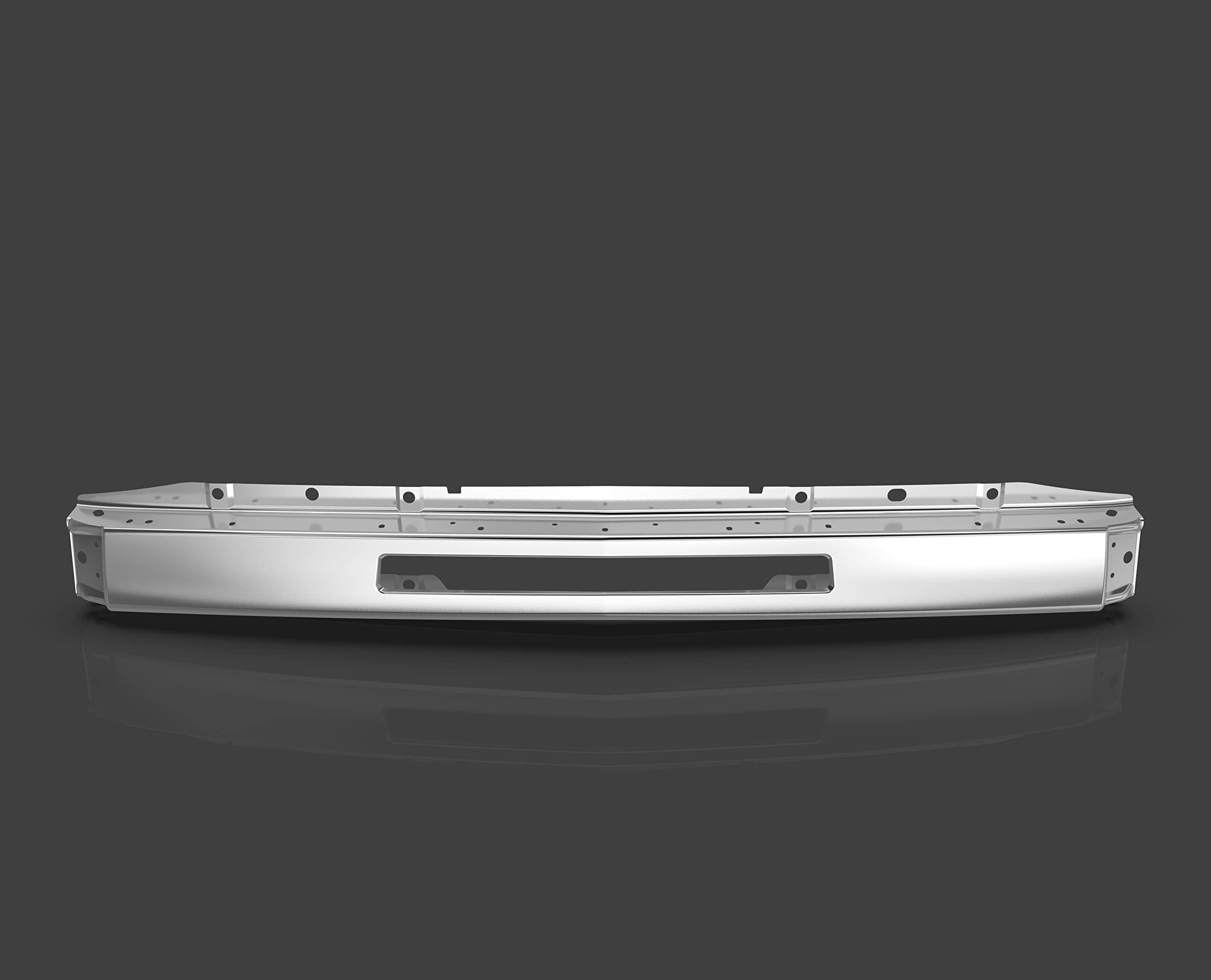 ECOTRIC Impact Bar Compatible with 2007-2013 Chevy Silverado 1500 2500 3500 Pickup Front Bumper Impact Face Bar Chrome Steel Replace For GM1002831 15941850