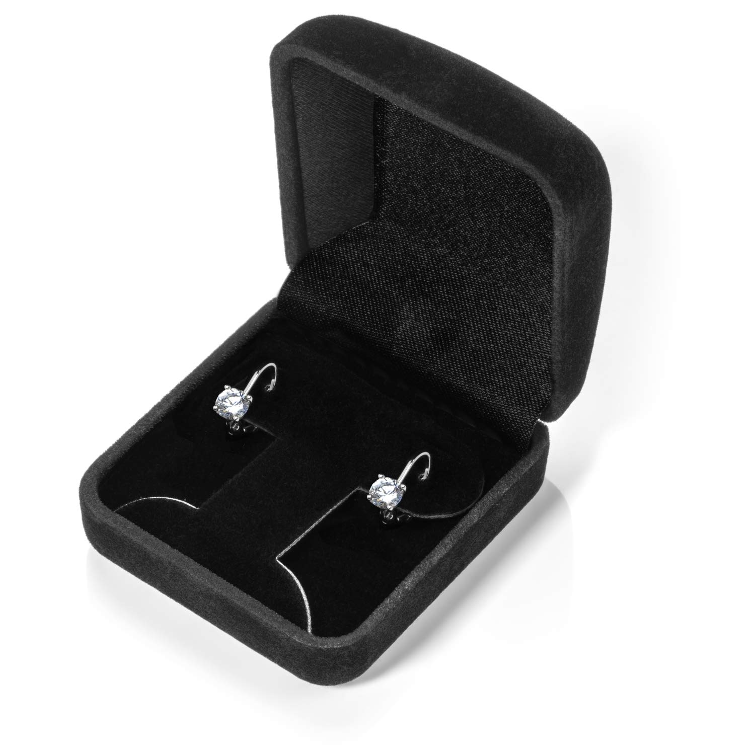 Everyday Elegance 14K Solid Yellow Gold Earrings Princess Cut Cubic Zirconia Leverback Drop Dangle Basket Setting 1.0 CTW With Gift Box