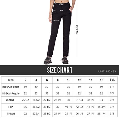 FREE SOLDIER Women's Hiking Pants Outdoor Quick Dry Lightweight Stretch Pants UPF 50+ Water Resistant Cargo Pants (Black 8)
