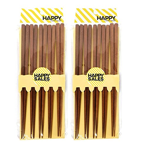 Happy Sales HSC-BC10P, Brown Bamboo Chopsticks, Lightweight Chopstick Set -10 Pairs Gift Sets