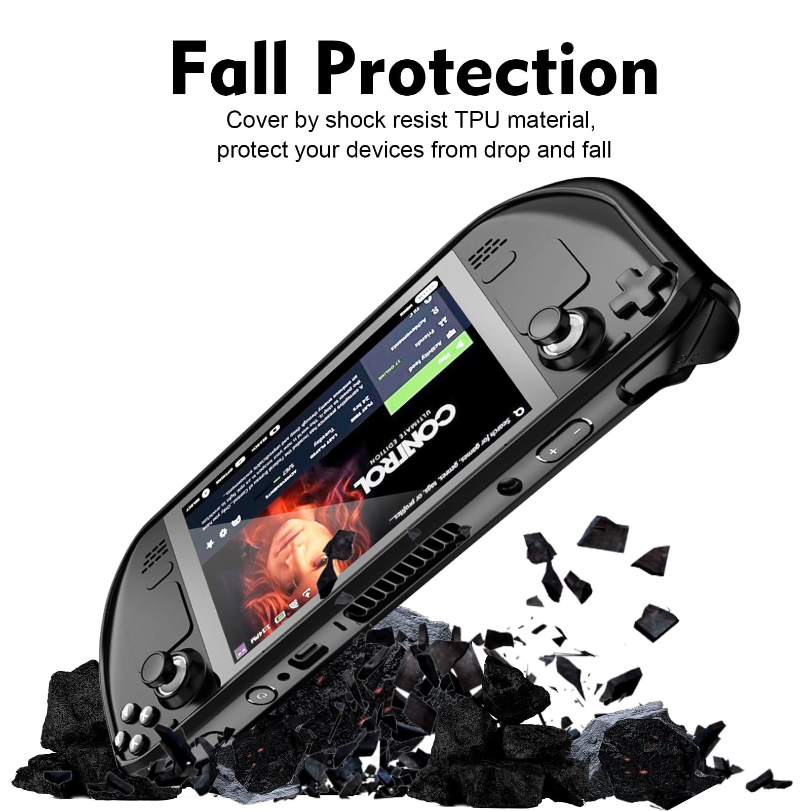Mensican Steam Deck Case with Kickstand,TPU+PC Protective Case for Steam Deck,Shock-Absorption, Non-Slip and Anti-Scratch Accessories Skin for Steam Deck