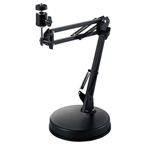 ELECOM Webcam Flexible Stand, Suspension Boom Scissor Arm Stand Camera Holder with Sturdy Base, 360 Degree Rotatable (UCAM-DSZARMBK)