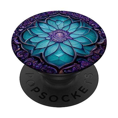 Teal Purple Mandala Pattern PopSockets Standard PopGrip