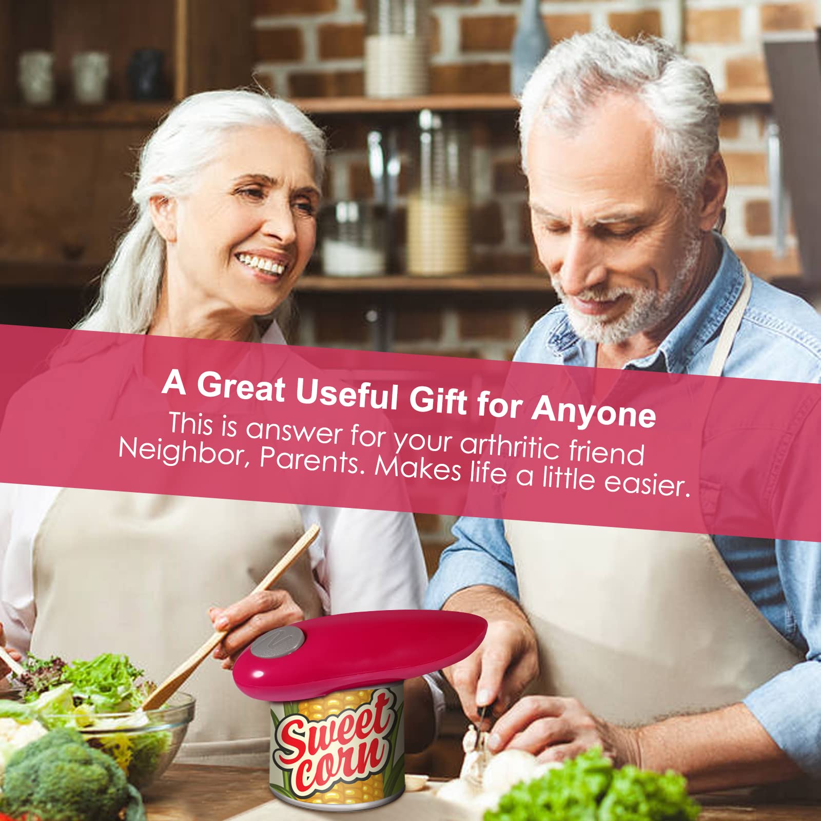 Electric Can Opener, Open Your Cans with A Simple Push of Button, Automatic Can Opener Without A Sharp Edge, Electric Can Openers For Kitchen Elderly Arthritis Patients, Handheld Can opener Electric