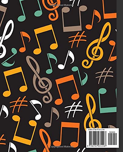 Music Theme Composition Notebook: Beautiful Wide Blank Lined Workbook for Kids Girls Boys Students Teens Home School and College
