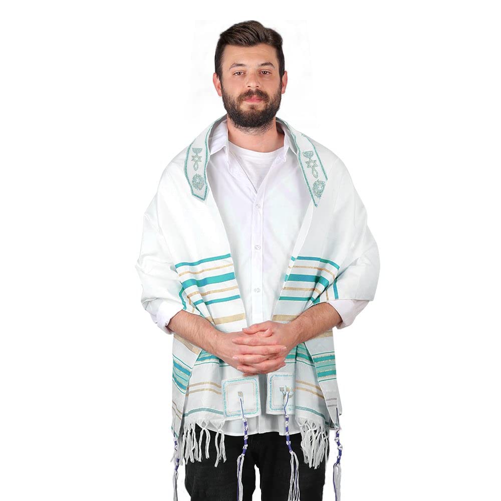 HalleluYAH Messianic Tallit Prayer Shawl 72"x 22" with Bag For Men & Women | Designed in Israel