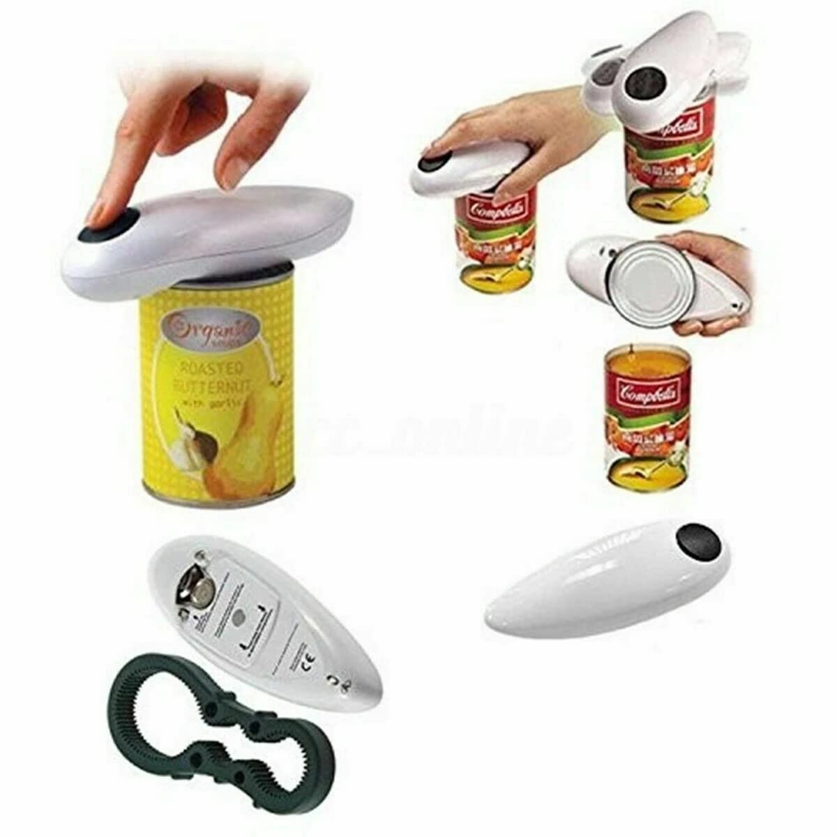 Electric Can Opener + FREE Bonus Gripmate Jar Opener included, Automatic, Smooth Edge, Home Kitchen Gadgets Tool, One Touch Can Opener for Kitchen, Two AA batteries required (not included)