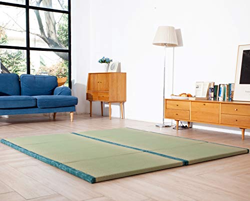 MustMat Japanese Floor Mattress Foldable Tatami Mats Folding Tatami Futon Mattress Rush Grass Floor Bed 35.4"x78.7"x1.2"(2 Piece Set)
