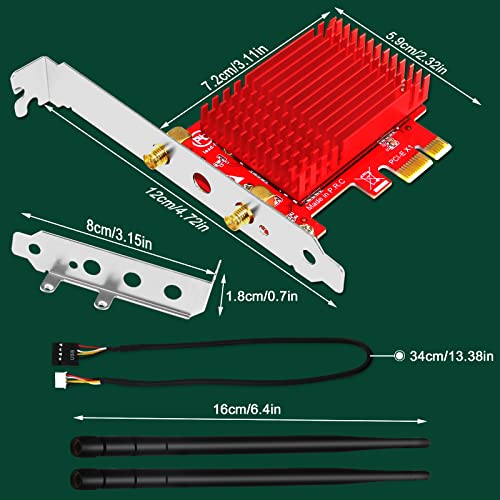 FebSmart Wireless AC 1200Mbps Dual Band PCIE WiFi Card with WiFi Stereo Adapter for Windows XP, 7, 8.x, 10, 11 (32/64bit) and Windows Server Desktop PCs for Gaming and Video Screaming (FS-AC85SE)