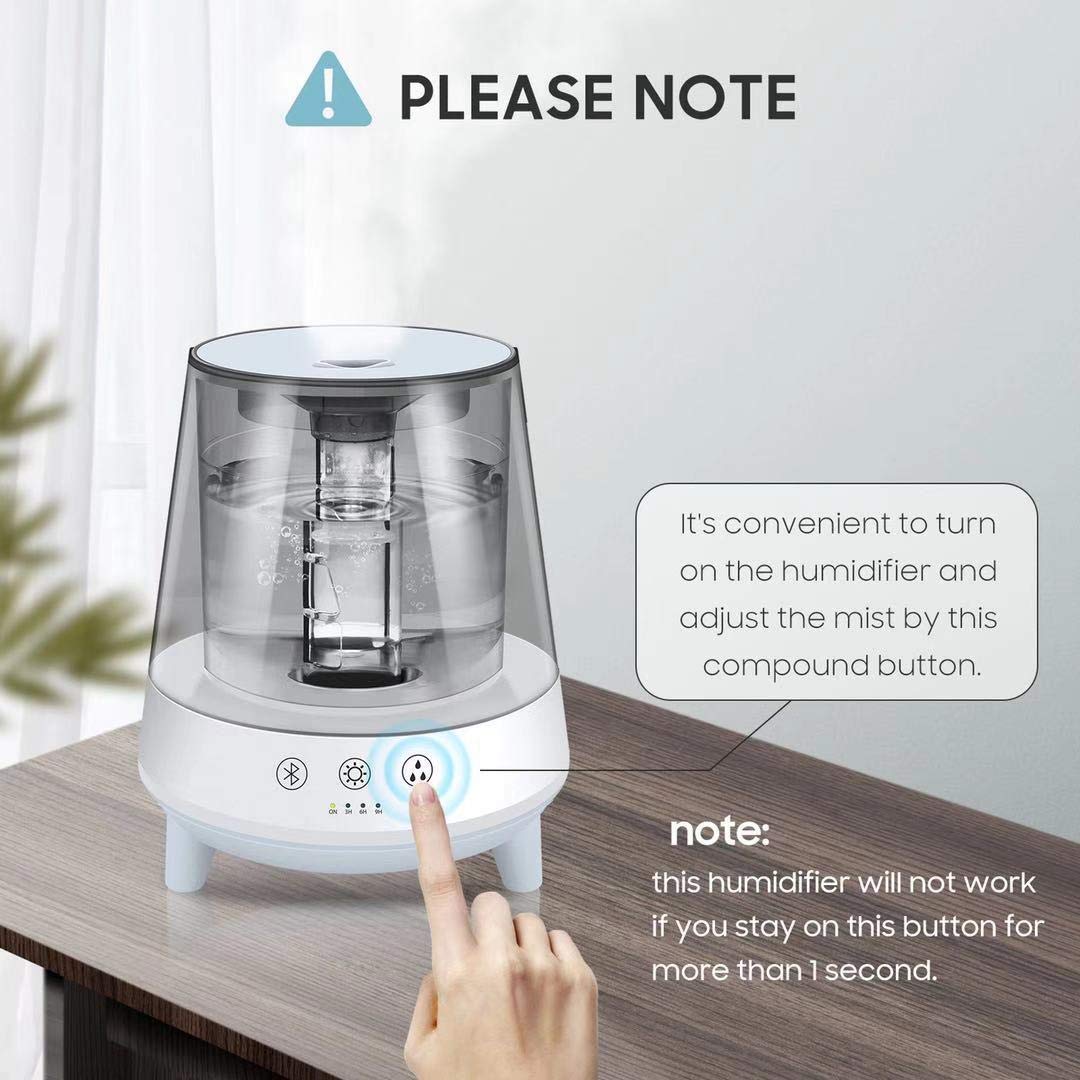 Gocheer Humidifiers for Bedroom,2L Ultrasonic Cool Mist Humidifier for Baby Large Room Quiet Air Humidifier with Auto Shut-Off, Bluetooth Connection