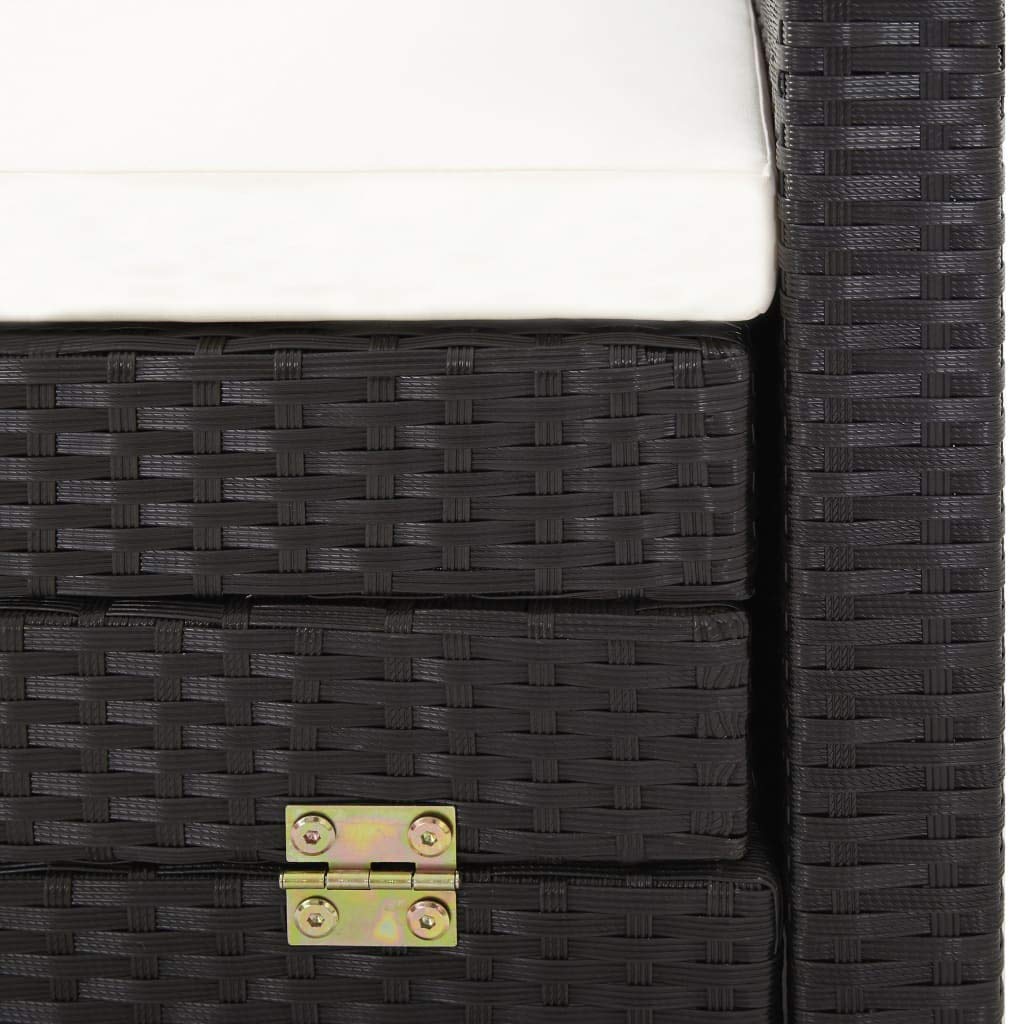 FAMIROSA Extendable 3-Seater Sofa Bed with Roof Poly Rattan Black
