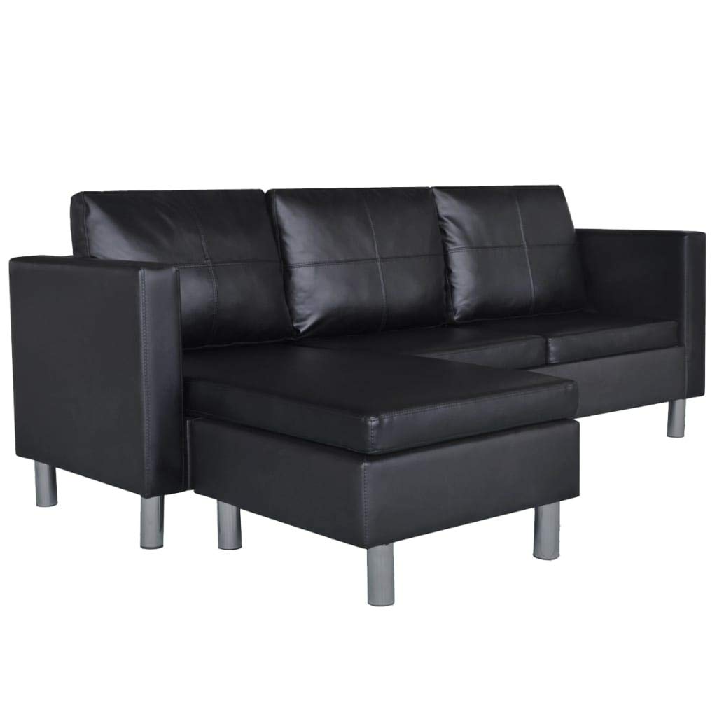FAMIROSA Chesterfield 3-Seater Sofa Artificial Leather Upholstered L-Shaped Sectional Sofa Couch for Living Room, Home, Office Furniture 74" x 48" x 30.3"