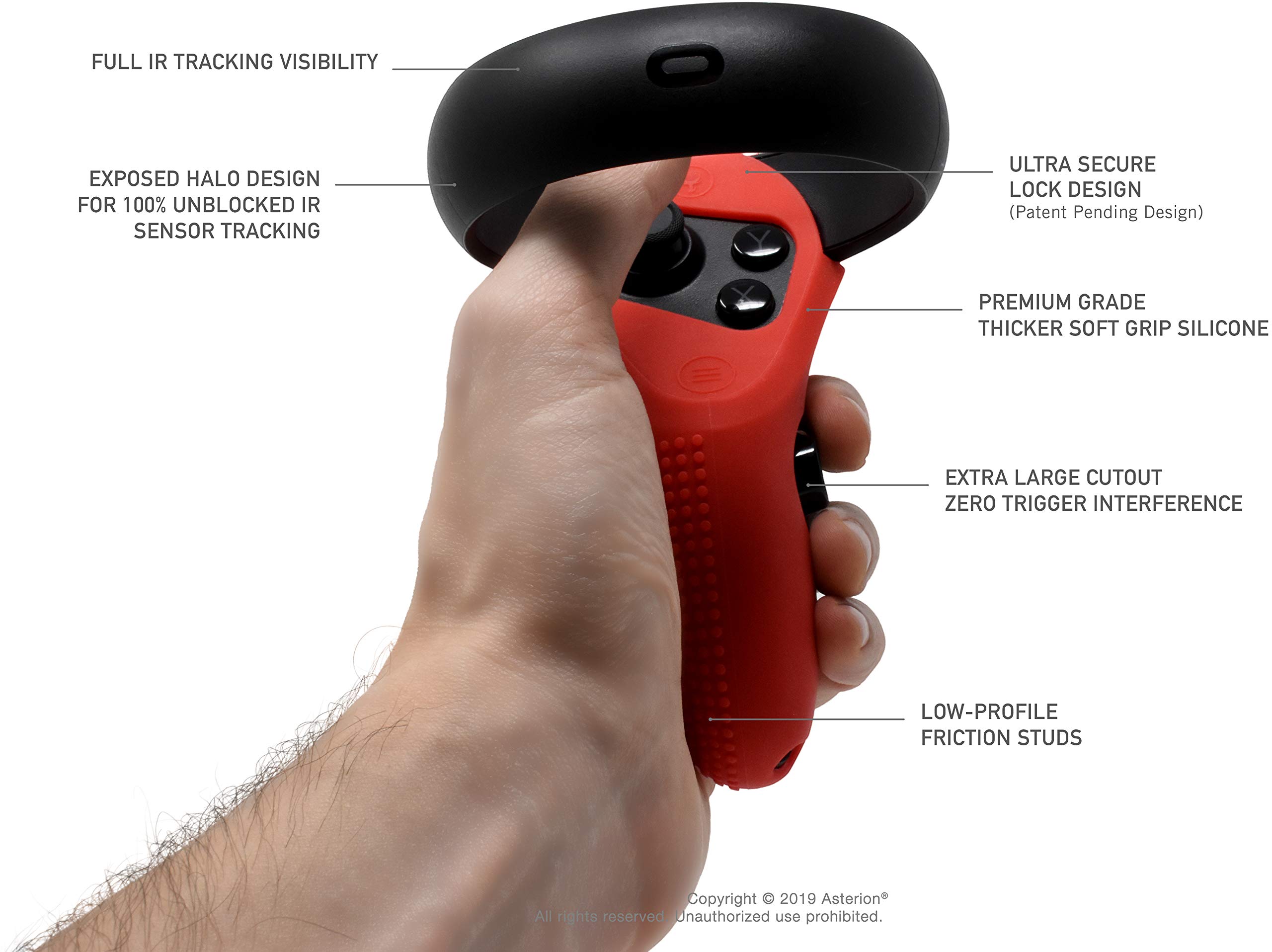 Evolution Controller Skins for The Quest 1 by Asterion - Premium Gel Shell Silicone Grip Protection Covers with Ultra Secure Lock (Rhythm Mix, 1 Blue + 1 Red)