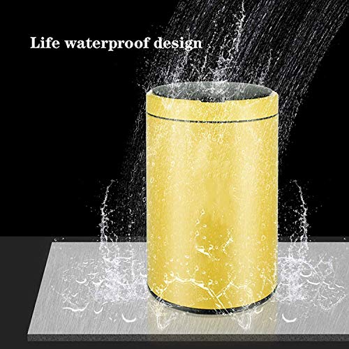 LXXSH Waterproof Smart Trash Can 12L Induction Household Trash Can with Lid Simple Automatic Trash Can for Kitchen Living Room Bedroom Bathroom (Size : Yellow)