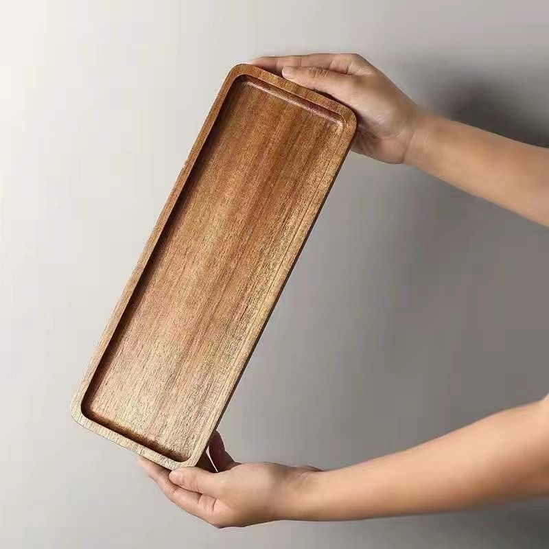Set of 3pcs Solid Acacia Wood Serving Trays (11 x 4.1 inches) Rectangular Wooden Serving Platters for Home Decor, Food, Vegetables, Fruit, Charcuterie, Appetizer Serving Tray, Cheese Board Plate