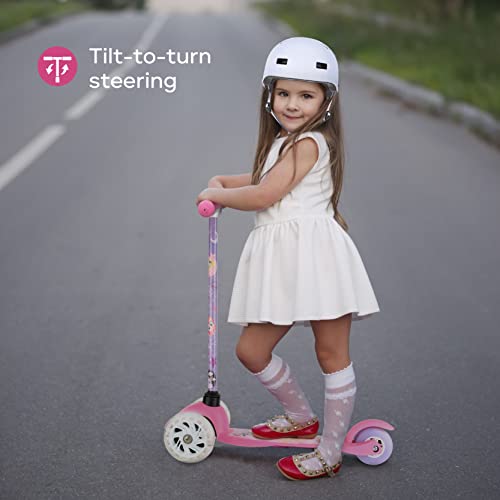My Little Pony Self Balancing Kick Scooter with Light Up Wheels, Extra Wide Deck, 3 Wheel Platform, Foot Activated Brake, 75 lbs Limit, Kids & Toddlers Girls or Boys, for Ages 3 and Up