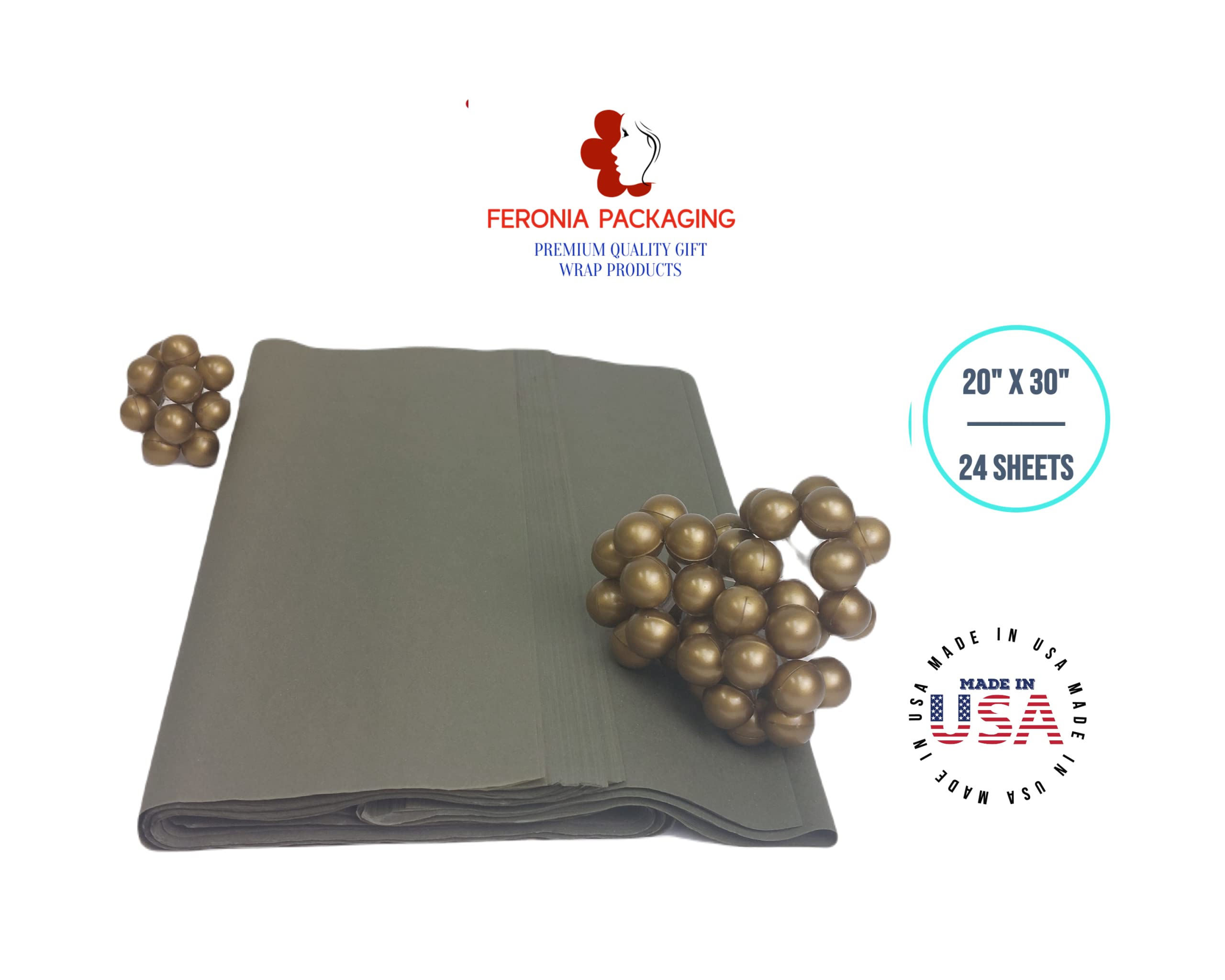 Tapestry Green Tissue Paper Squares, Bulk 24 Sheets, Premium Gift Wrap and Art Supplies for Birthdays, Holidays, or Presents by Feronia packaging, Large 20 Inch x 30 Inch