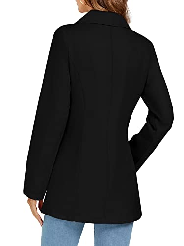 LYANER Women's Casual Long Sleeve Work Office Suit Cardigan Blazer Jackets with Pockets Black Small