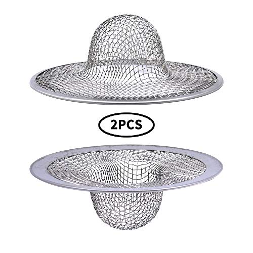 KRISMYA 2pcs Stainless Steel Mesh Metal Sink Strainer Bathtub Drain Hole Hair Catcher Drain Hole Filter Trap（2.75 Inch）