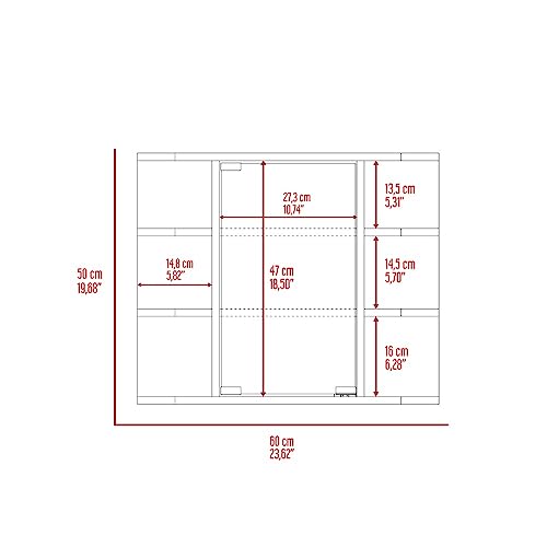 Medicine Cabinet Milano,Six External Shelves Mirror, Bathroom - Black
