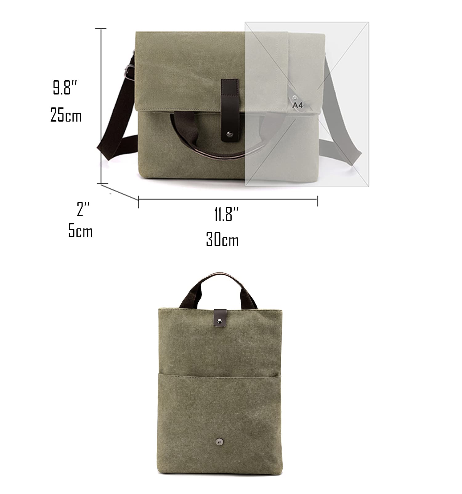 Folding Canvas Crossbody Shoulder Handbag Tote Bags with Adjustable Shoulder Strap Casual Messenger Bag (Black)