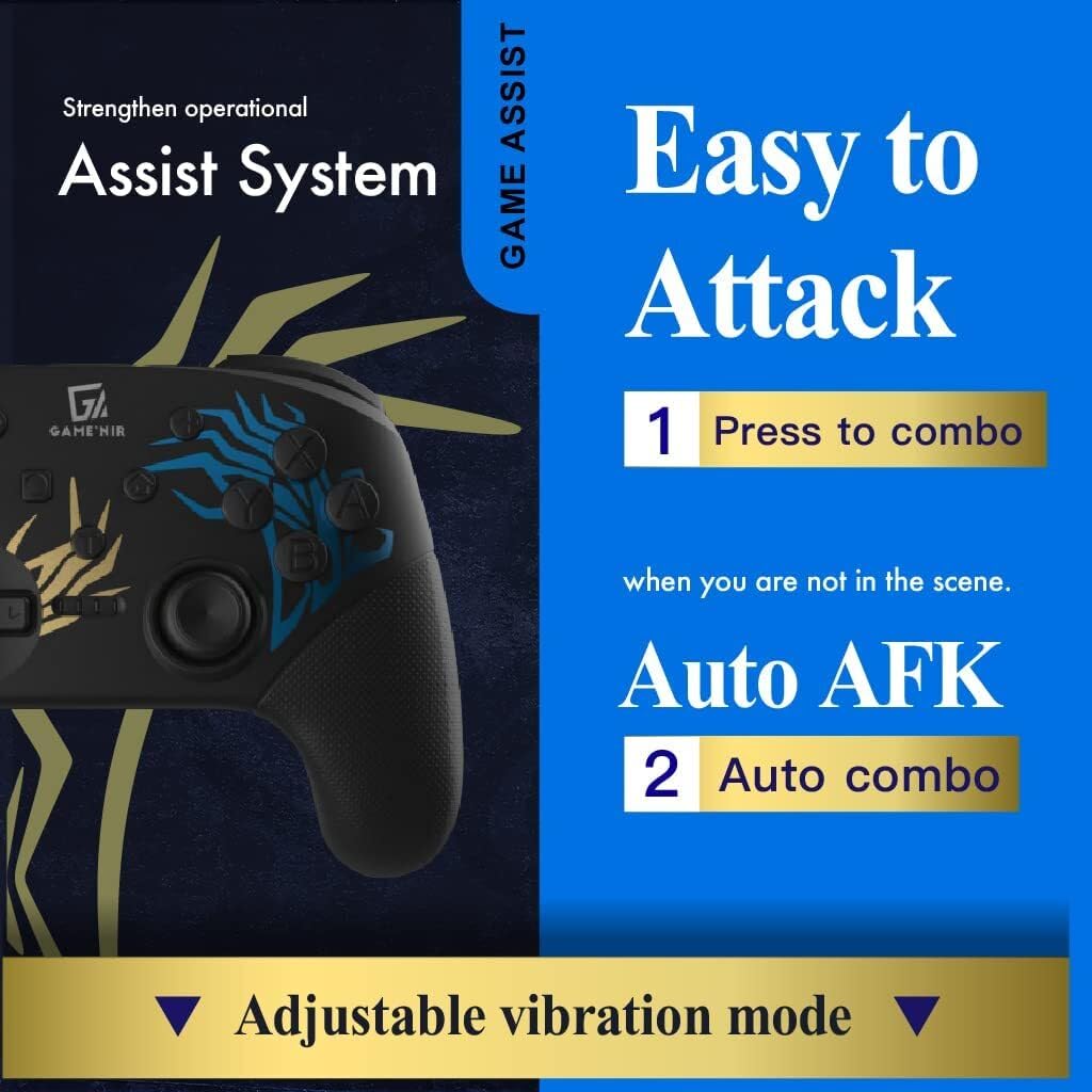 GAME'NIR DRAGON PATTERN Wireless Switch Controller Support NFC Amiibo, Ergonomic Switch Pro Controller for Switch/Switch Lite/Switch OLED with Dual Motor, Gyro Axis, Turbo Function, 5 Level Vibration