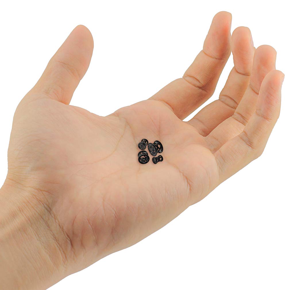 Evonix Unique Plugs - No Stink Double-Flared Gauges 00 Black For Ears | Classy Custom Design Thin Wall Flesh Tunnels Earrings Pair For Women Men 10mm