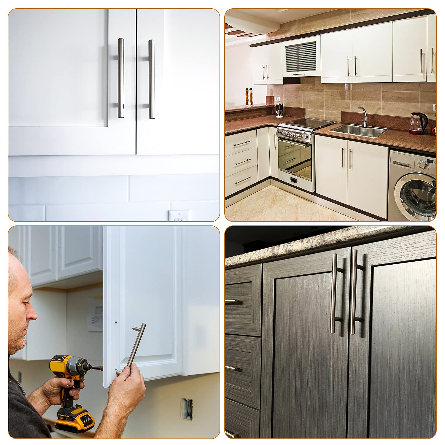 GoldPig 45 Pack | 6 Inch Cabinet Handles Kitchen Cabinet Handles Cabinet Pulls Brushed Nickel Cabinet Pulls for Stainless Steel Kitchen,3-3/4 "(96mm) Hole Center(Silver)