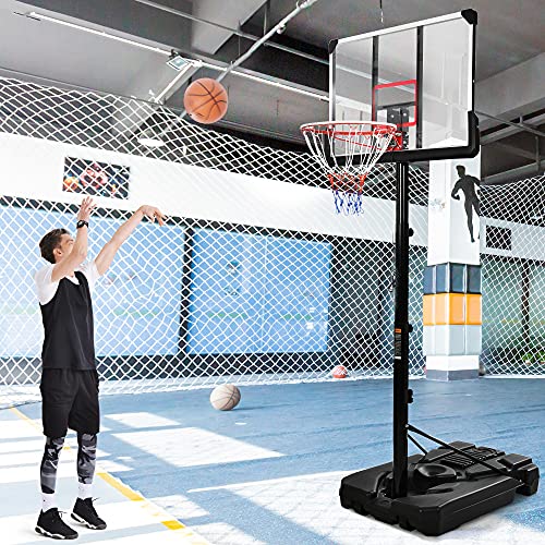 HomSof Portable Basketball Hoop Basketball System 6.6-10ft Height Adjustment for Youth Adults LED Basketball Hoop Lights,Colorful Lights,Waterproof,Super Bright,6.6Ft-10Ft