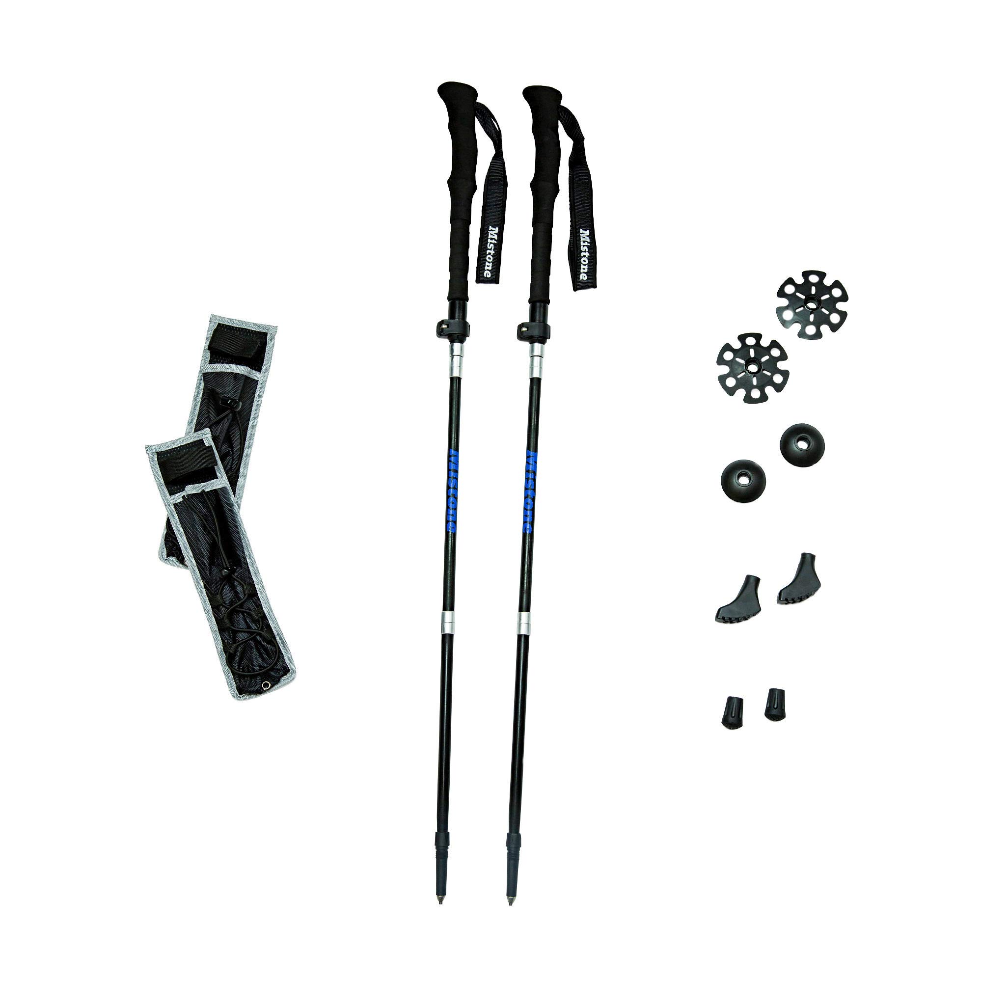 Folding Hiking Poles by Mistone – Regular or Short - Buy 1 pole or 2 poles - Fold to 14” - Belt Mounted Carrier - Ultra Strong Light Aluminum 7075-T6 Alloy