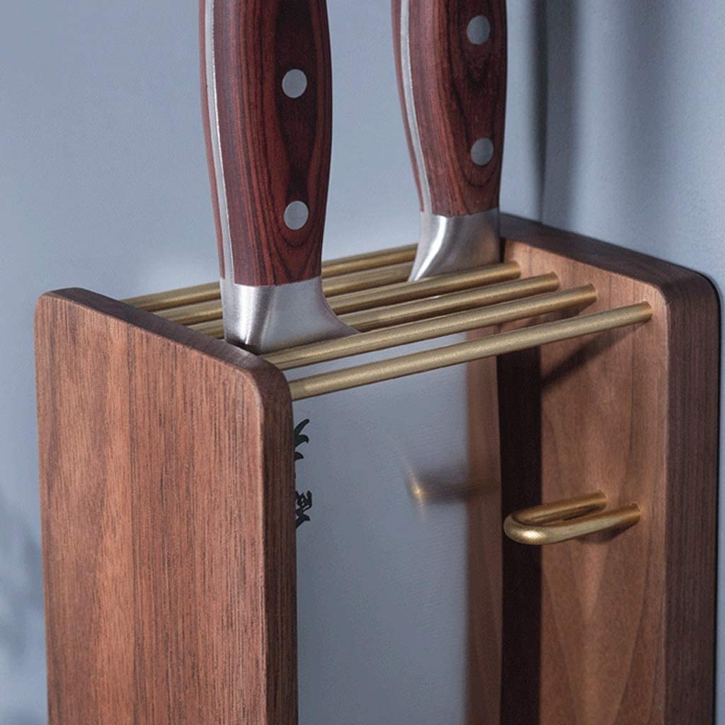 Knife Block Black Walnut Knife Block Wall Mount Knife Holder Large Capacity Knife Organizer Block And Storage Knife Rack Knife Holder Knife Storage