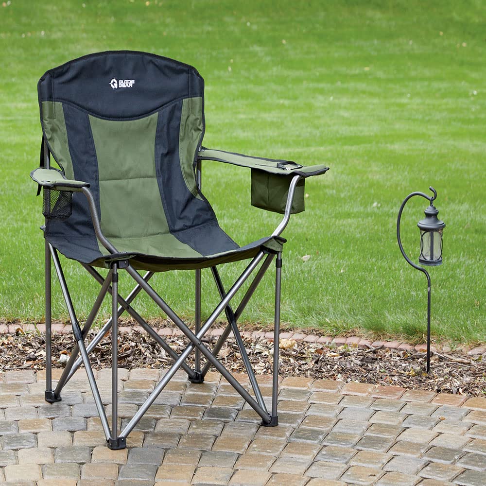 Guide Gear Oversized XXL Camping Chair for Adults, Outdoor Folding Camp Seat, 600-lb Capacity, Hunter Green/Black
