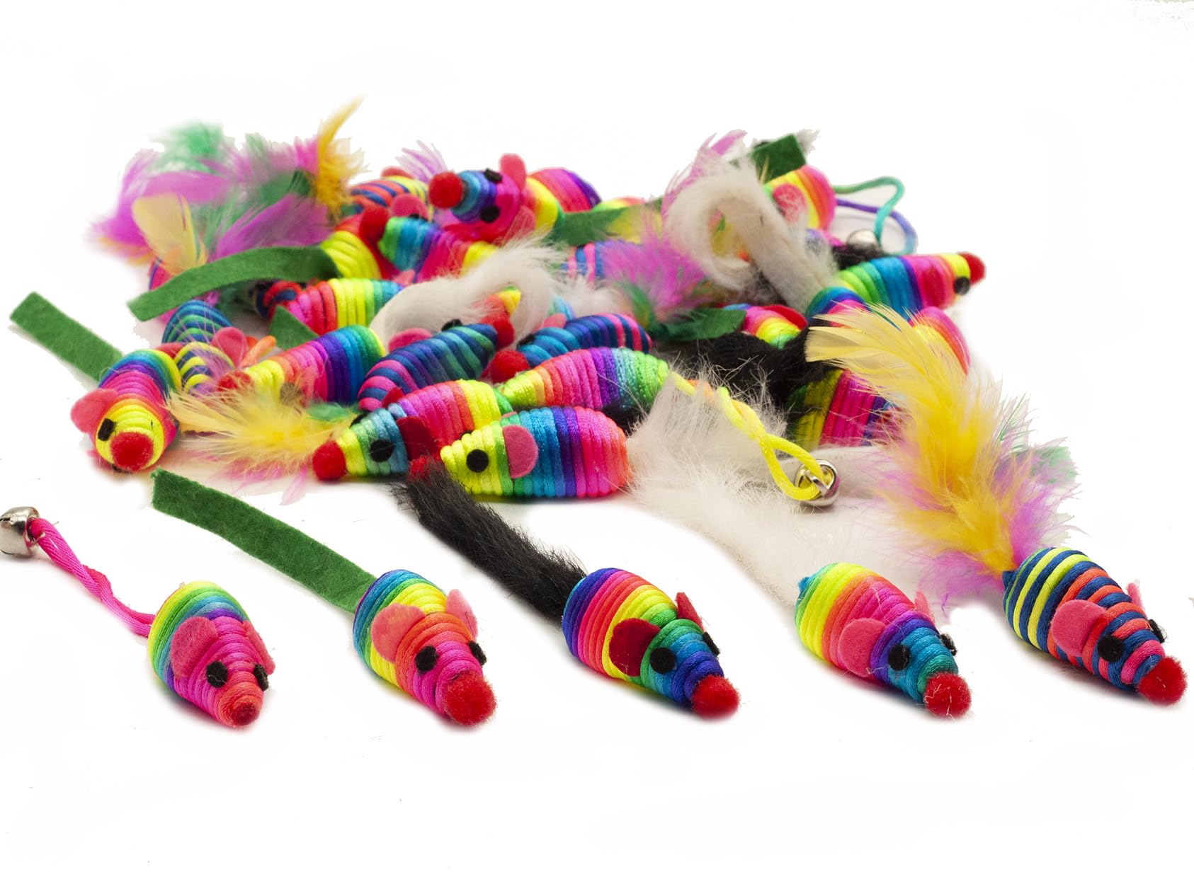 Fashion's Talk Cat Toy Mouse 36-Count 4.5β,Kitten Mice Cat Toys with Rattle Handmade Rope Mouse Toy for Indoor Cats Interactive Play Color Varies