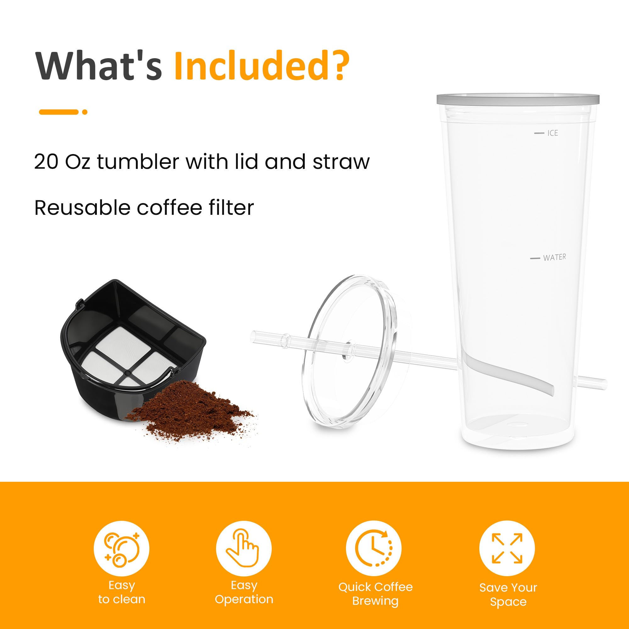 Sunvivi Iced Tea Maker with 2.5-Quart Pitcher, Iced Coffee Brewing Maker for Ground Coffee, Tea Bags, Loose Leaf Tea, 7 Cups Coffee Machines for Home, Strength Control for Flavor, Black