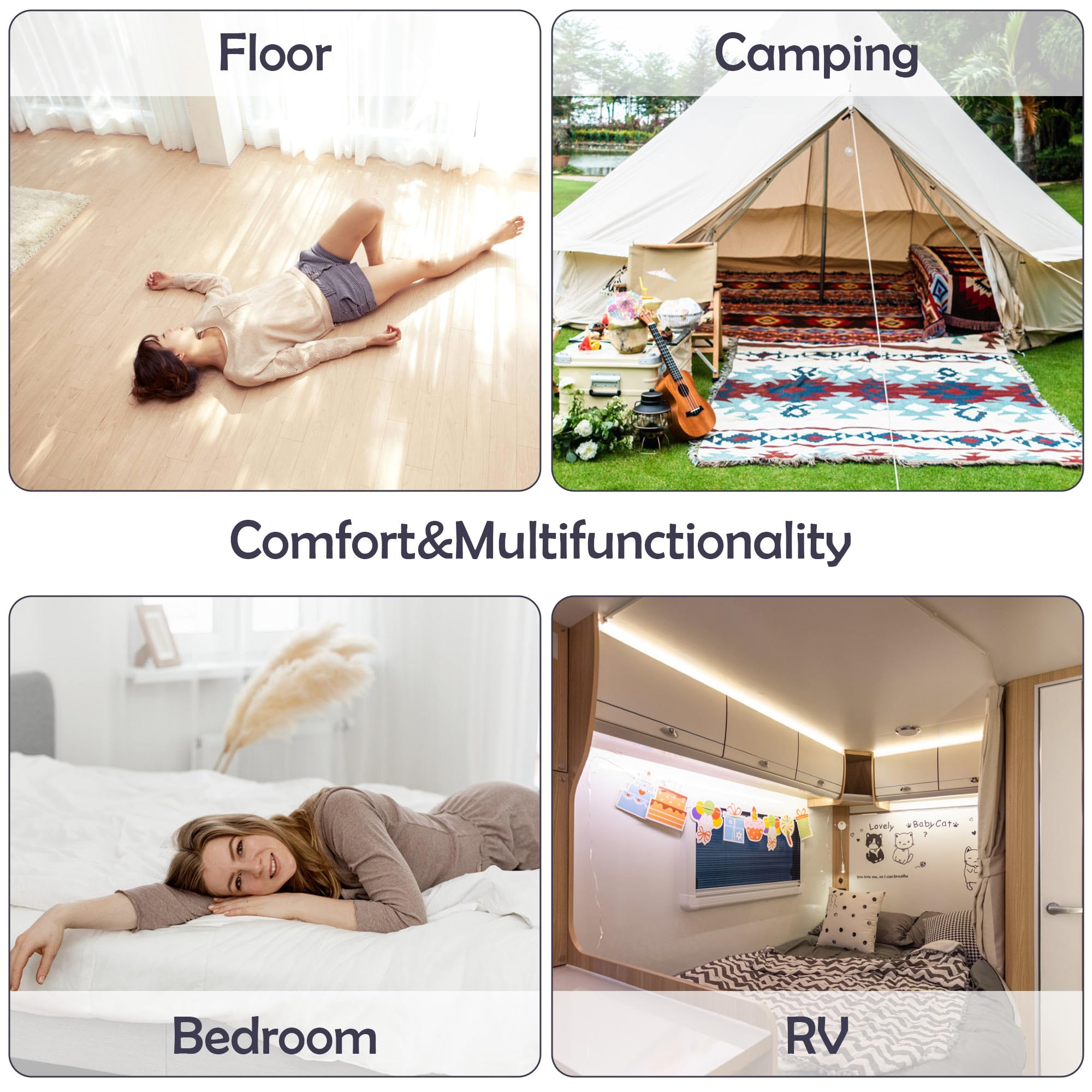 Folding Mattress, Tri-Fold Gel Memory Foam Mattress Portable Foldable Mattress with Washable Cover & Non-slip Bottom & Breathable Mesh Sides, Certipur-Us Certified, Fiberglass Free, (4 Inch, Queen)