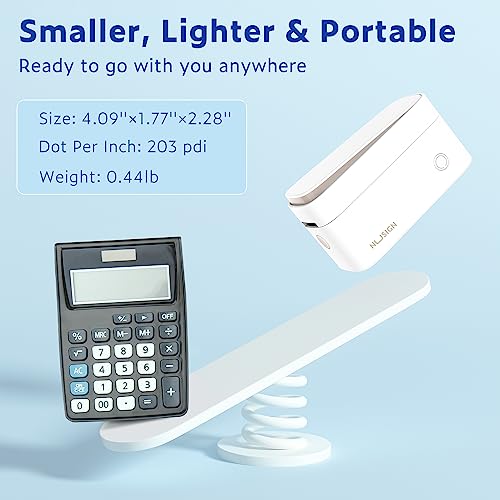 NUSIGN Label Maker Machine with Tape, Portable Bluetooth Label Printer, Wireless & Rechargeable Sticker Mini Label Makers with Multiple Templates Font Icon, White