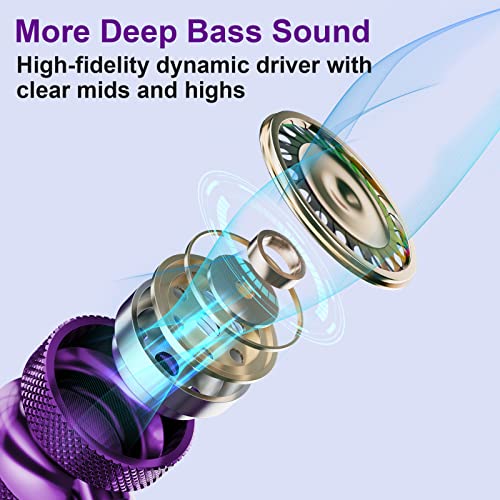 USB C Headphones for iPhone 15 Pro Max Google Pixel 8 7 7A 6 6A,Type C Earphones in Ear Wired Earbuds Headset Microphone for Samsung Galaxy S23 FE S22 Ultra S21 Z Flip 5 Fold Oneplus 11 iPad 10 Purple