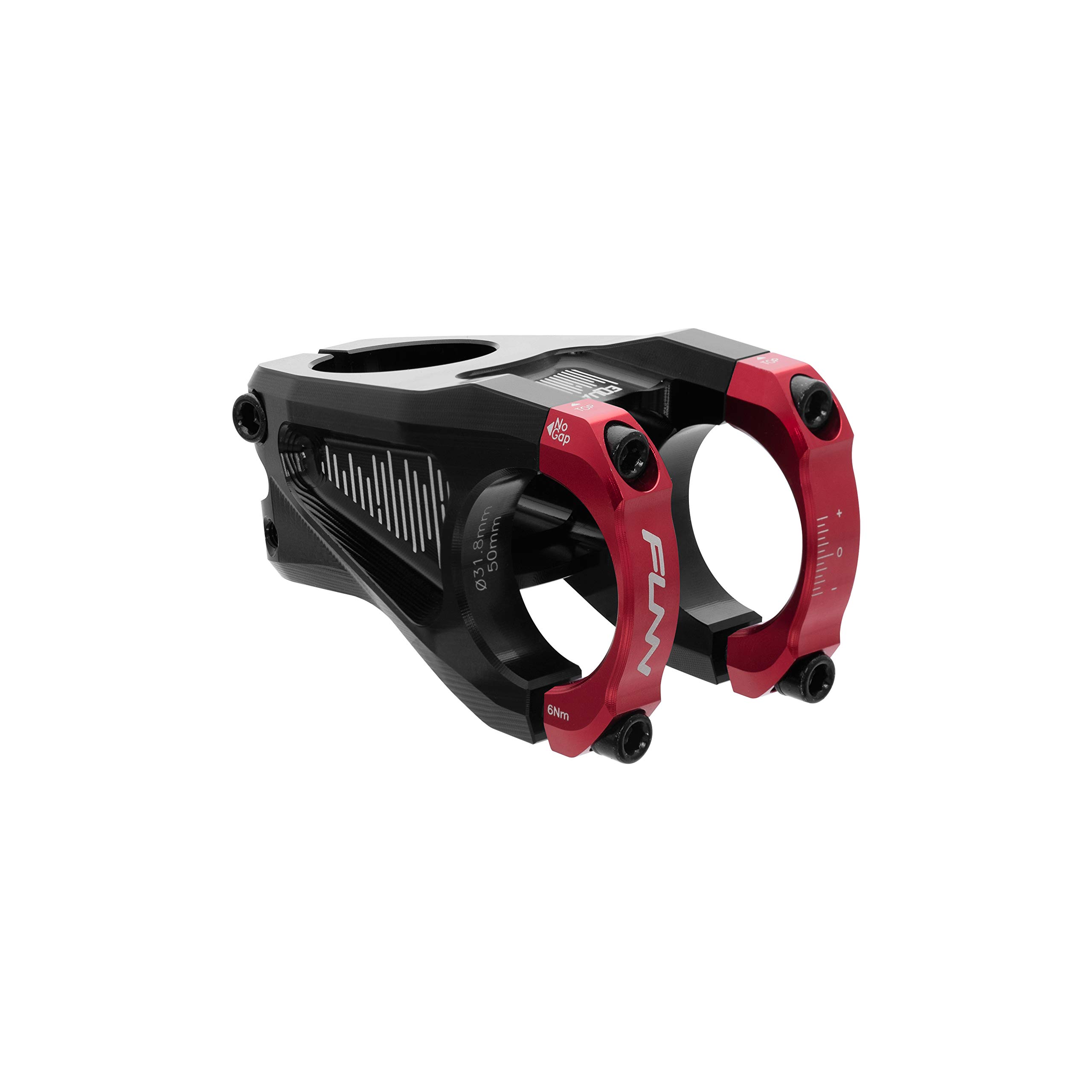 Funn Equalizer Bike Stem with 10mm Drop or Rise - Length 50mm stem with 31.8mm Bar Clamp, Durable and Lightweight Alloy Bike Stem for Mountain Bike and BMX Bike (Red)