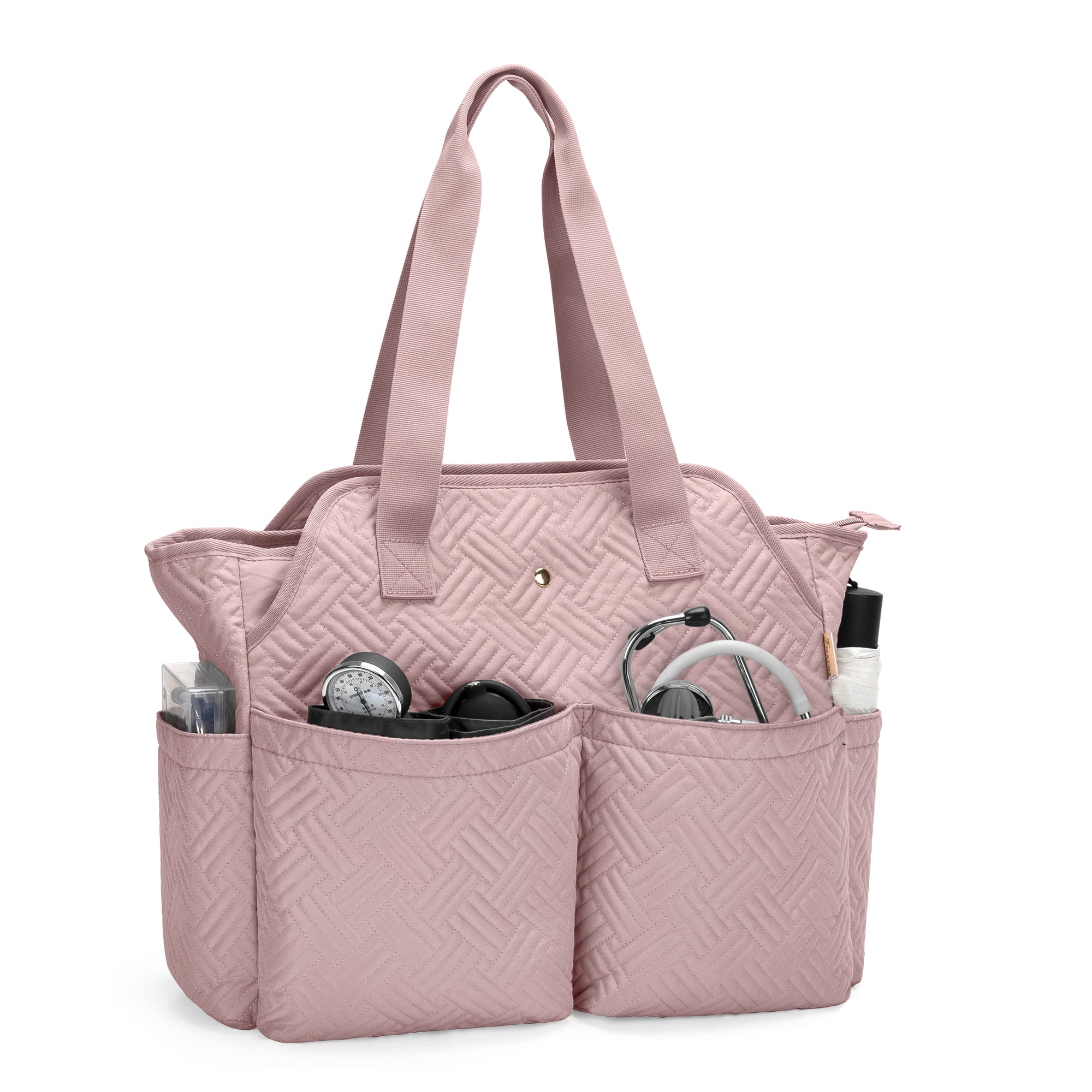 Fasrom Nurse Bag for Work Nurses with Laptop Sleeve, Clinical Tote Bag for Nursing Students or Doctors, Pink (Empty Bag Only)
