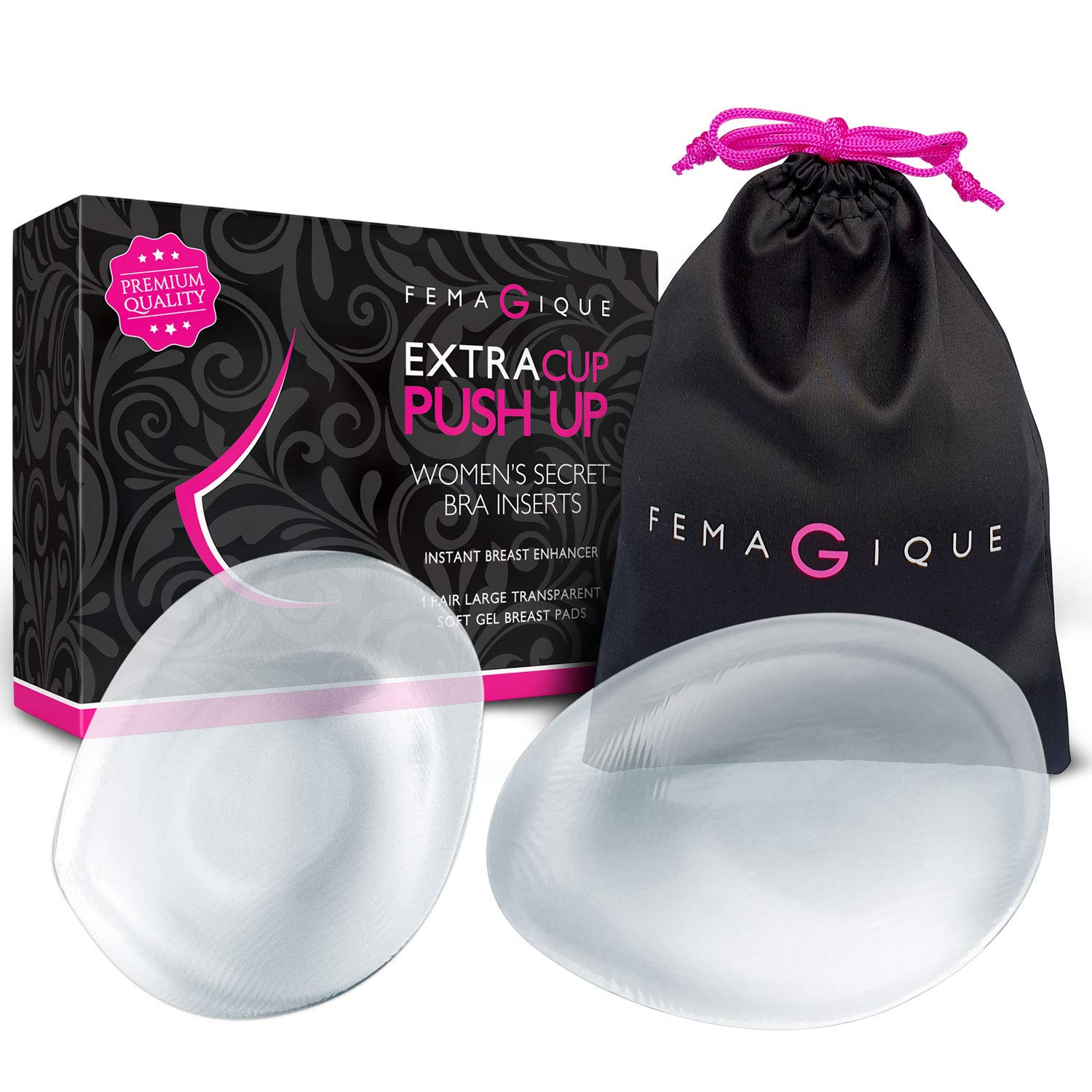 FEMAGIQUE Large Silicone Gel Bra Inserts Instant Cleavage Enhancer Push-up Breast Pad Cups - Nonadhesive