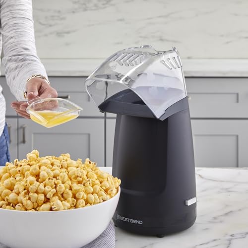 West Bend Air Crazy Popcorn Machine for Healthy Snacking with No Oil, 4-Quart, Black